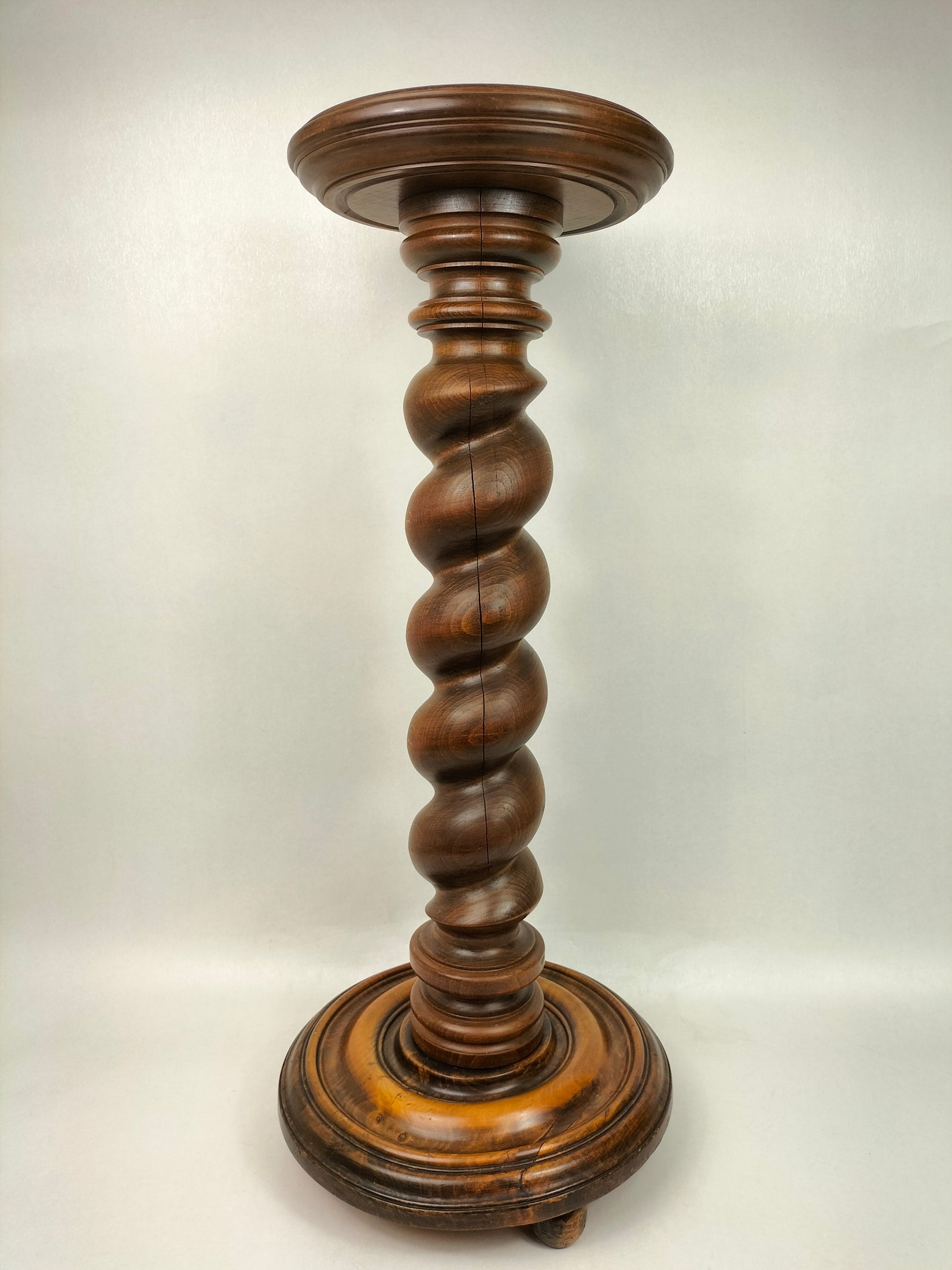 Vintage wooden barley twist plant stand // Oak - Early 20th century ...